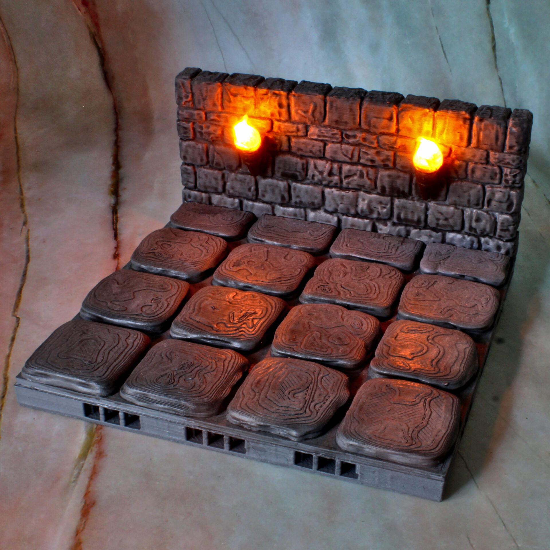Double Torch Dungeon Tile - Simons Magic Shoppe